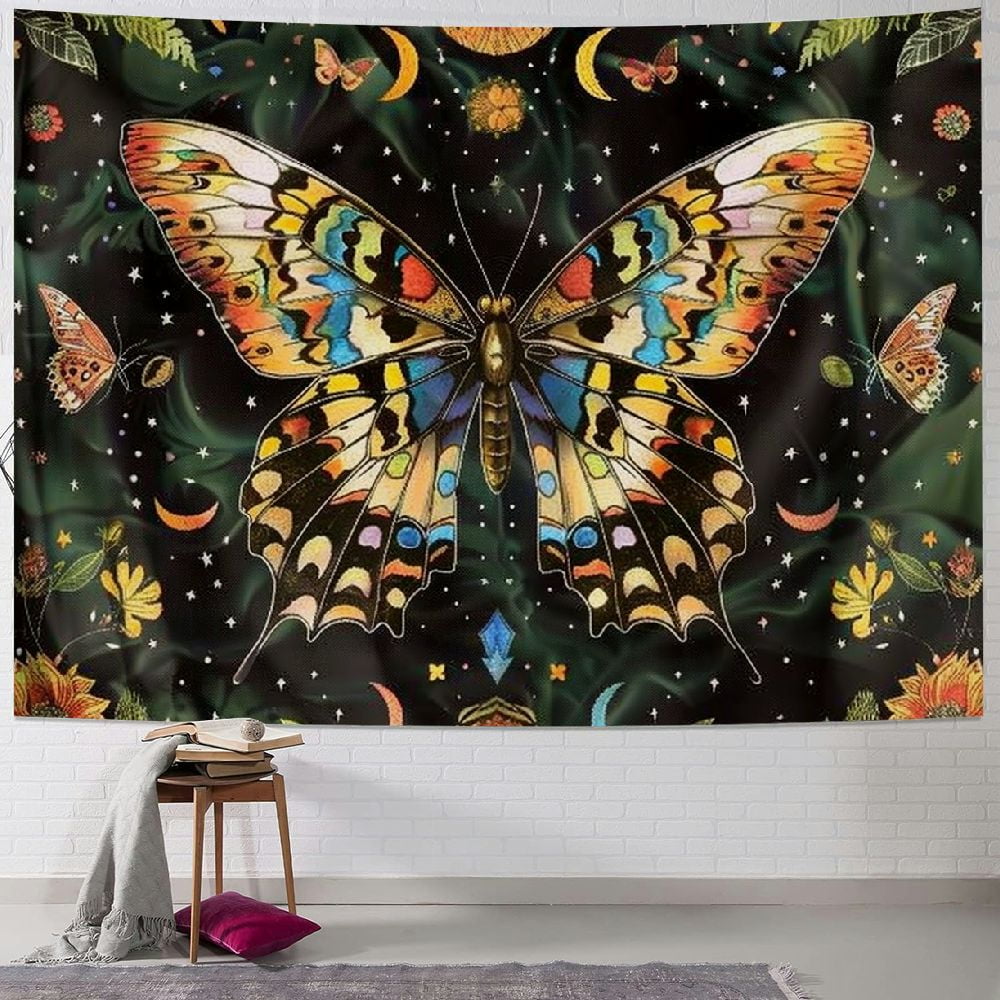 BCIIG Butterfly Moon Phase Flower Tapestry Botanical Floral Plant Boho ...