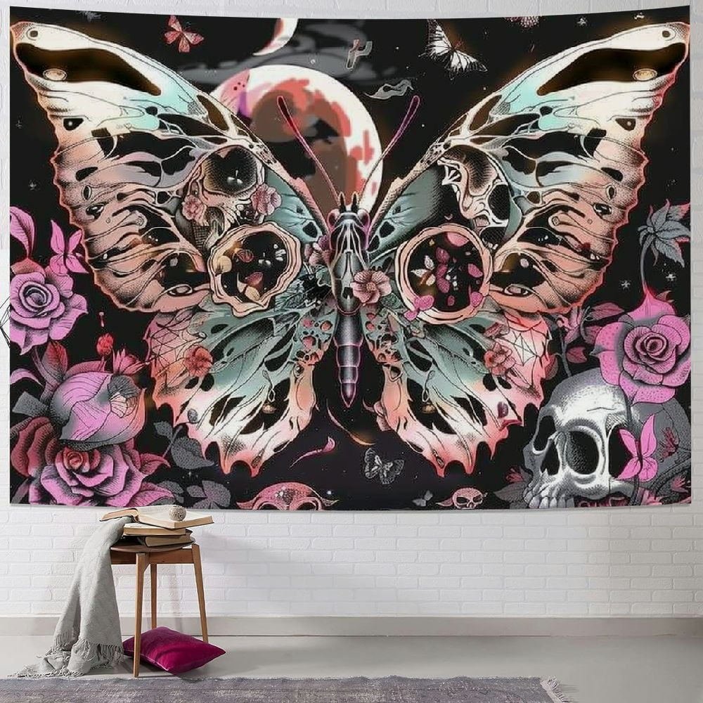BCIIG Butterfly Moon Tapestry Goth Decor Tapestry for Bedroom Aesthetic ...