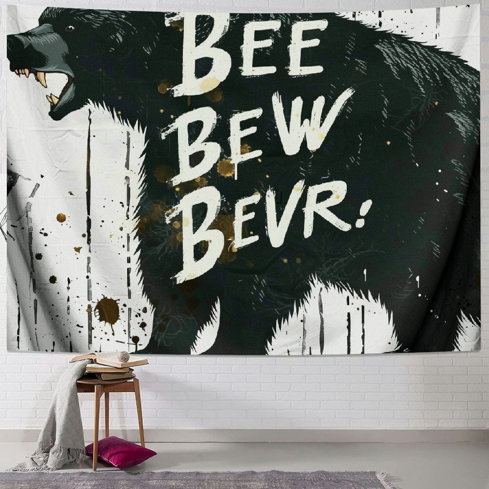 BCIIG Cabin Tapestry, Vintage Bear and Be Brave Words an Encouraging ...