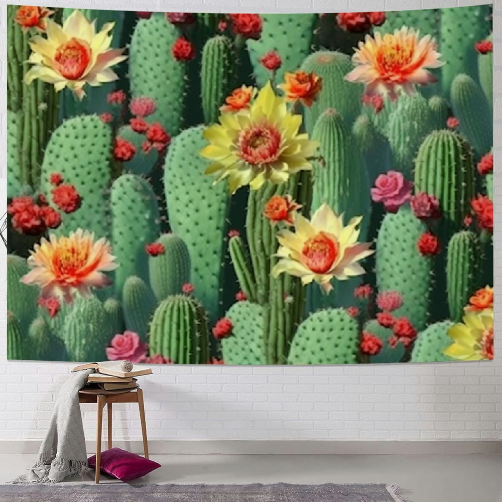 BCIIG Cactus Floral Bloom Print Boho Tapestry Wall Hanging For Bedroom ...