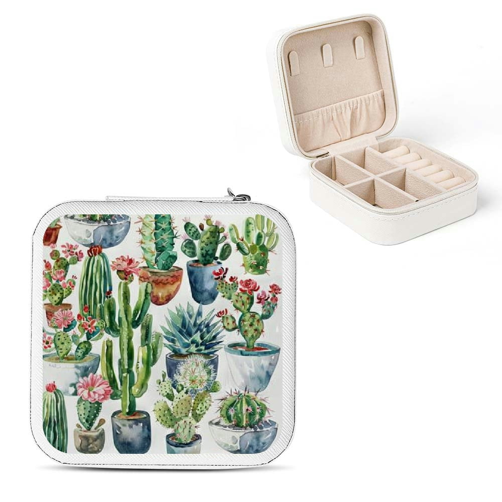 BCIIG Cactus Plants Mini Jewelry Travel Case Organizer with Necklace ...