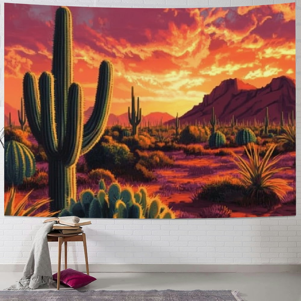 BCIIG Cactus Sunset Tapestry Wall Hanging Unique Style Graphic ...