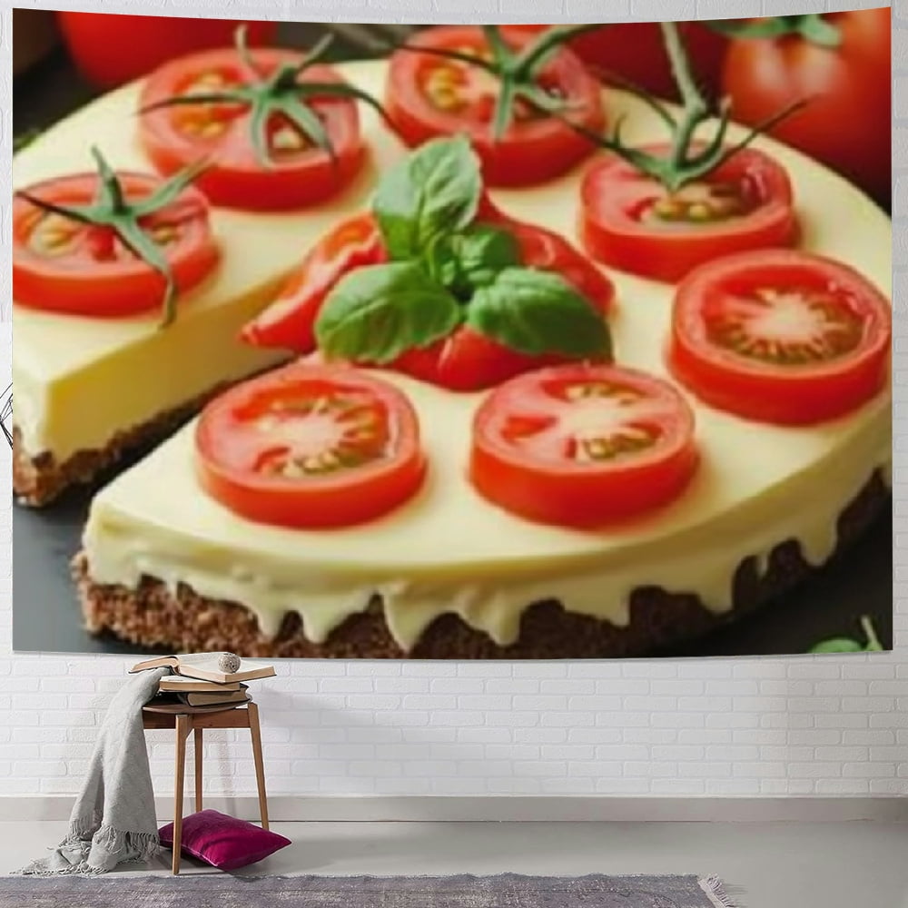 BCIIG Cake Tomatoes Cheese Tapestry Wall Hanging Unique Style Graphic ...