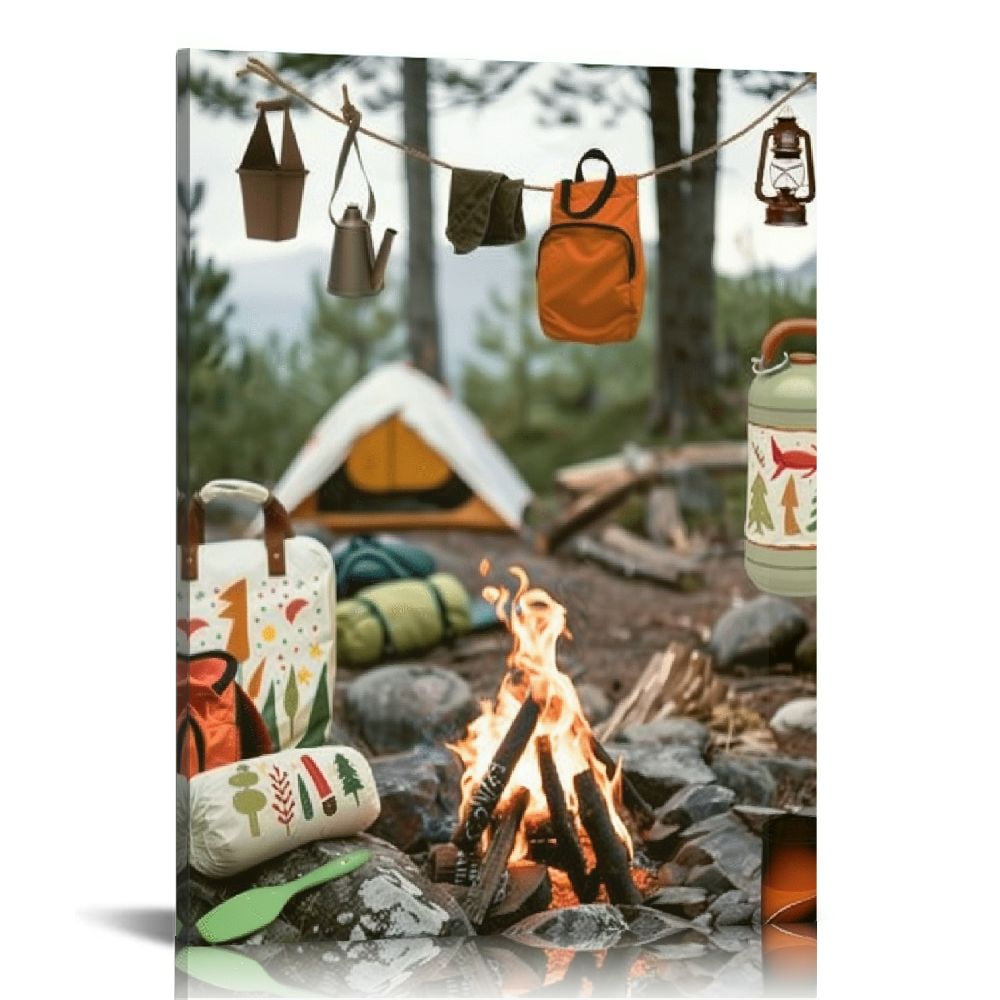 BCIIG Camping Items Campfire Fine Art Aesthetic Poster & Print Wall Painting for Home Office ...