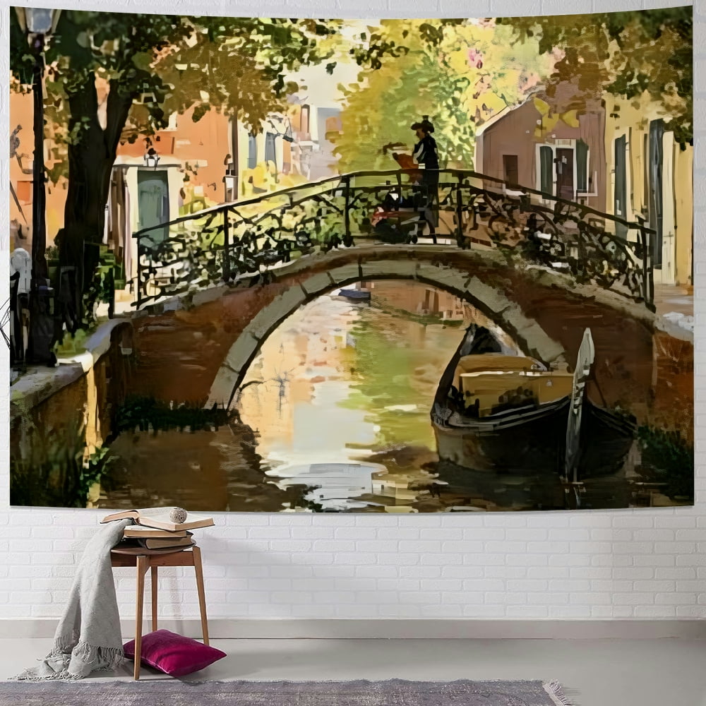 BCIIG Canal Bridge Horse Drawn Carriage Tapestry Wall Hanging 60x50inch ...