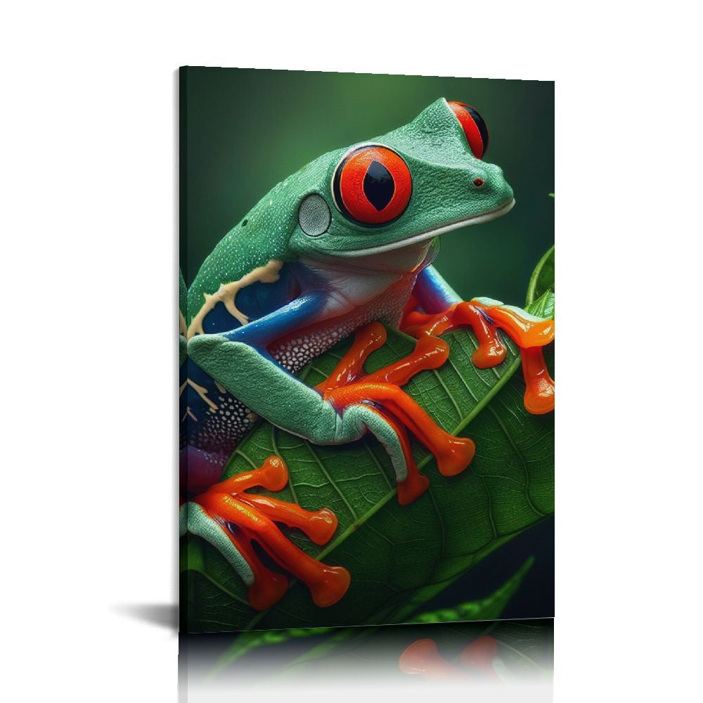 BCIIG Canvas Wall Art Amazon Tree Frog Oil Painting Artwork Picture ...