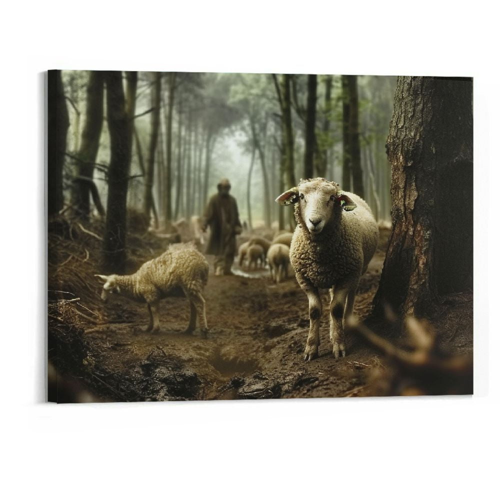 BCIIG Canvas Wall Art Jesus Running After Lost Lamb Picture Wall Art ...