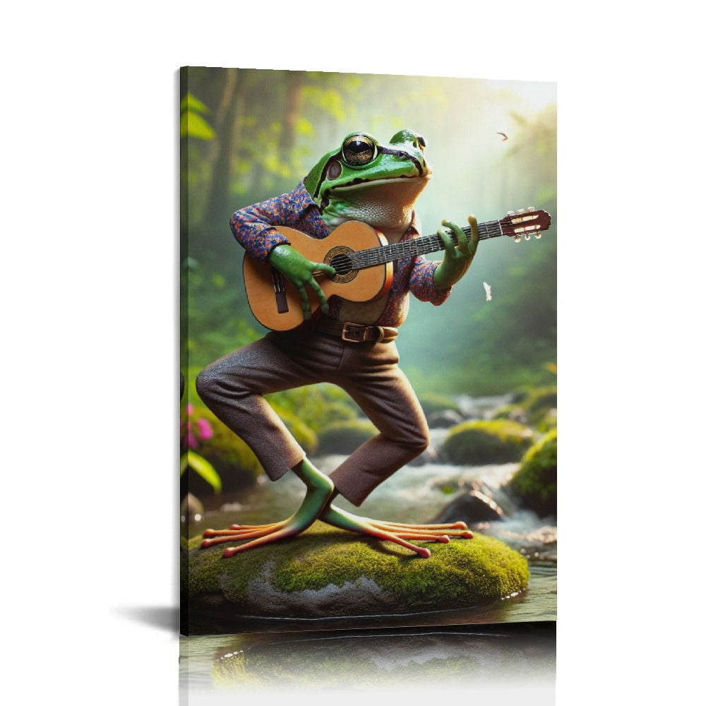 BCIIG Canvas Wall Art Vintage Banjo Frog Wall Art Frog Canvas Painting ...