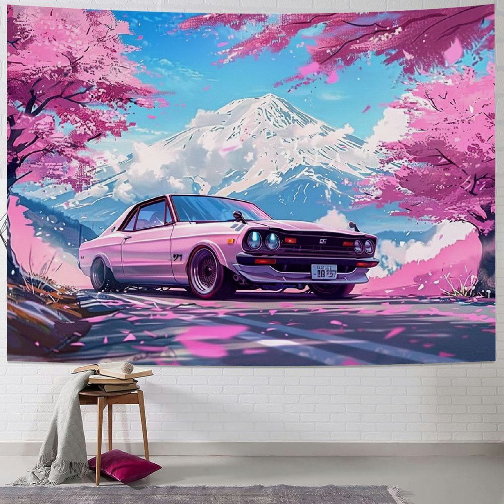 BCIIG Car Tapestry, Japanese Tapestry Wall Hanging Mens Tapestry Pink ...