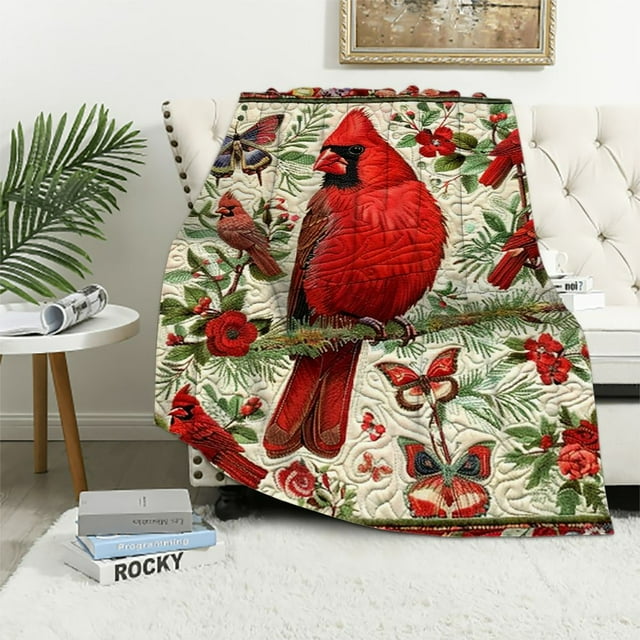 BCIIG Cardinals Blanket Red Birds Throw Blanket Plush Blankets Bedding ...
