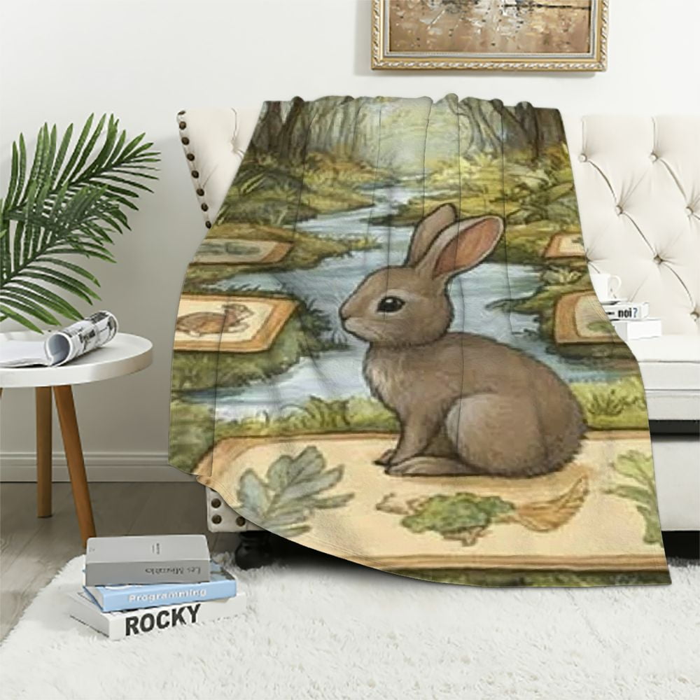 BCIIG Cartoon Cute Animals Rabbit Print Ultra-Soft Blanket,Portable ...