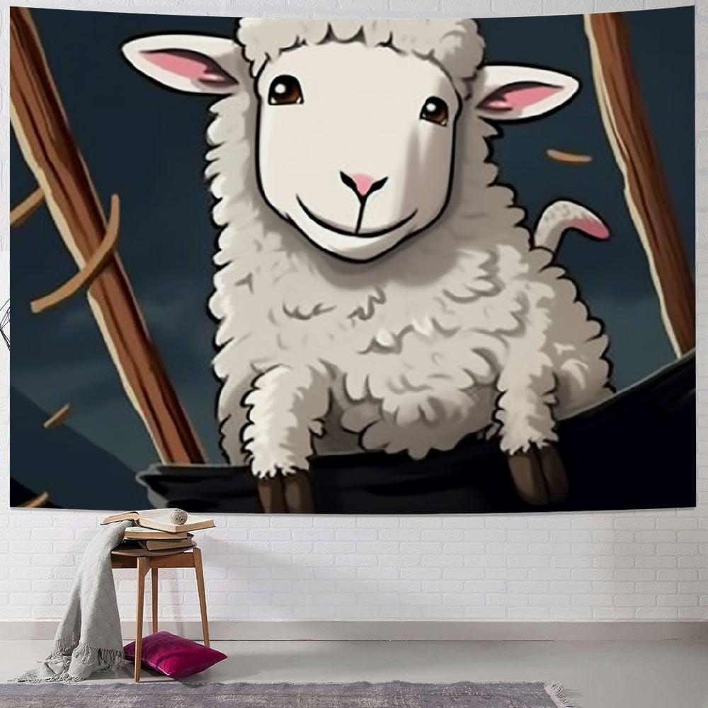 BCIIG Cartoon Sheep Tapestry Wall Hanging Unique Style Graphic ...