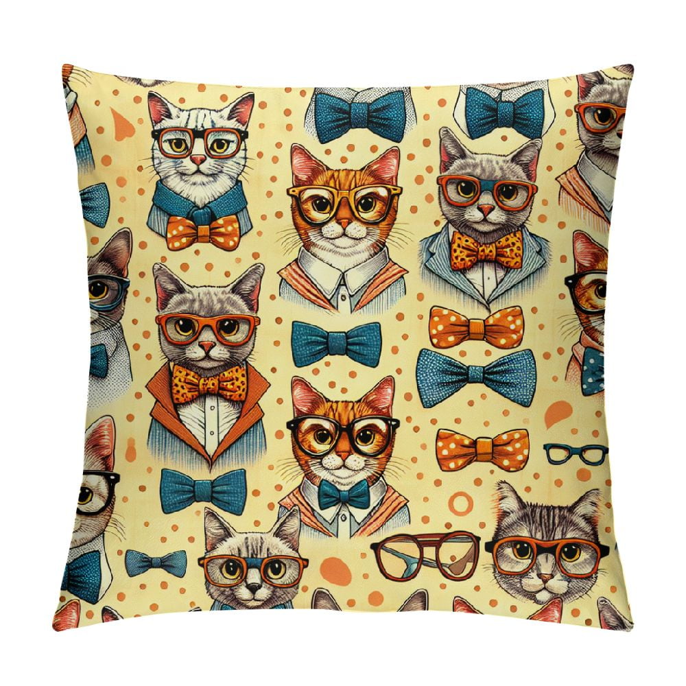 BCIIG Cats Pillow Cover 18x18 Inch for Hipster Cute Cats Farmhouse ...