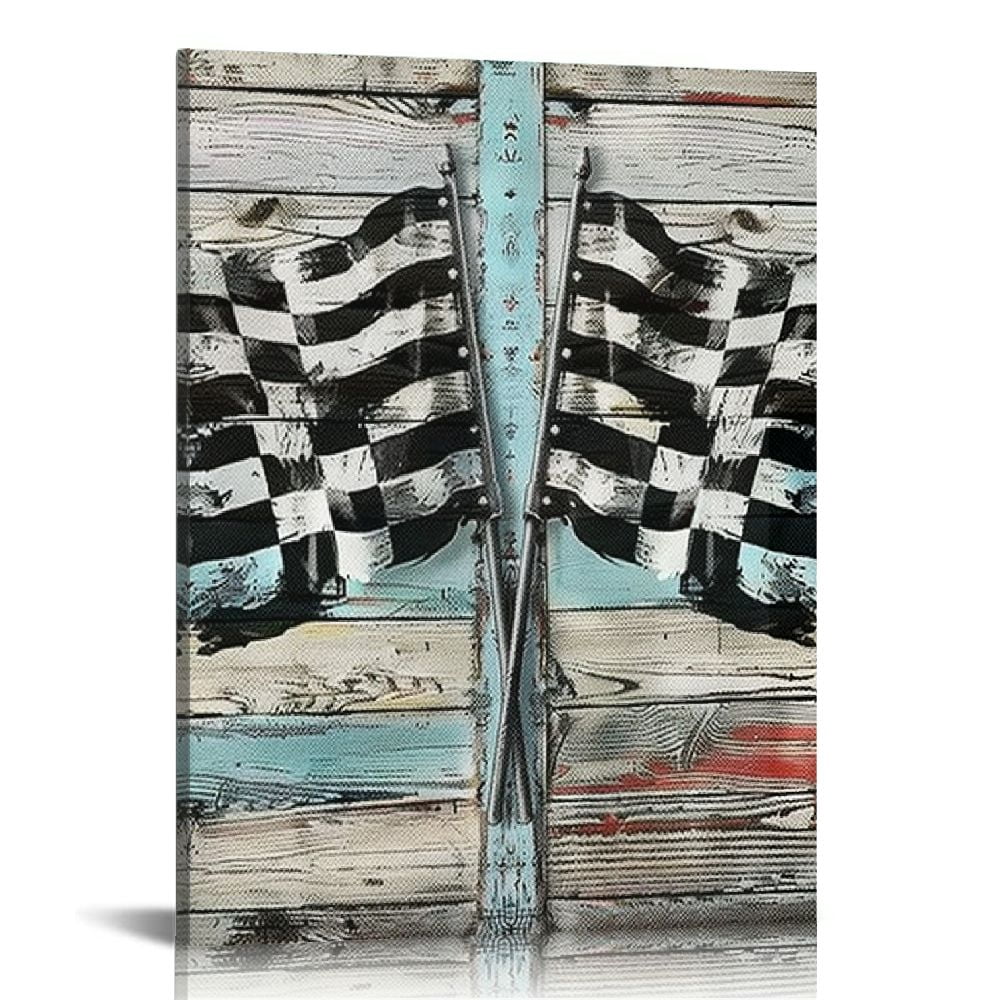 BCIIG Checkered Flags Fine Art Aesthetic Canvas Wall Painting for ...