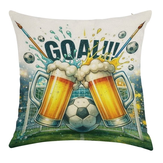 BCIIG Cheers! Goal!! Decorative Pillow, Waterproof Linen Pillowcase ...