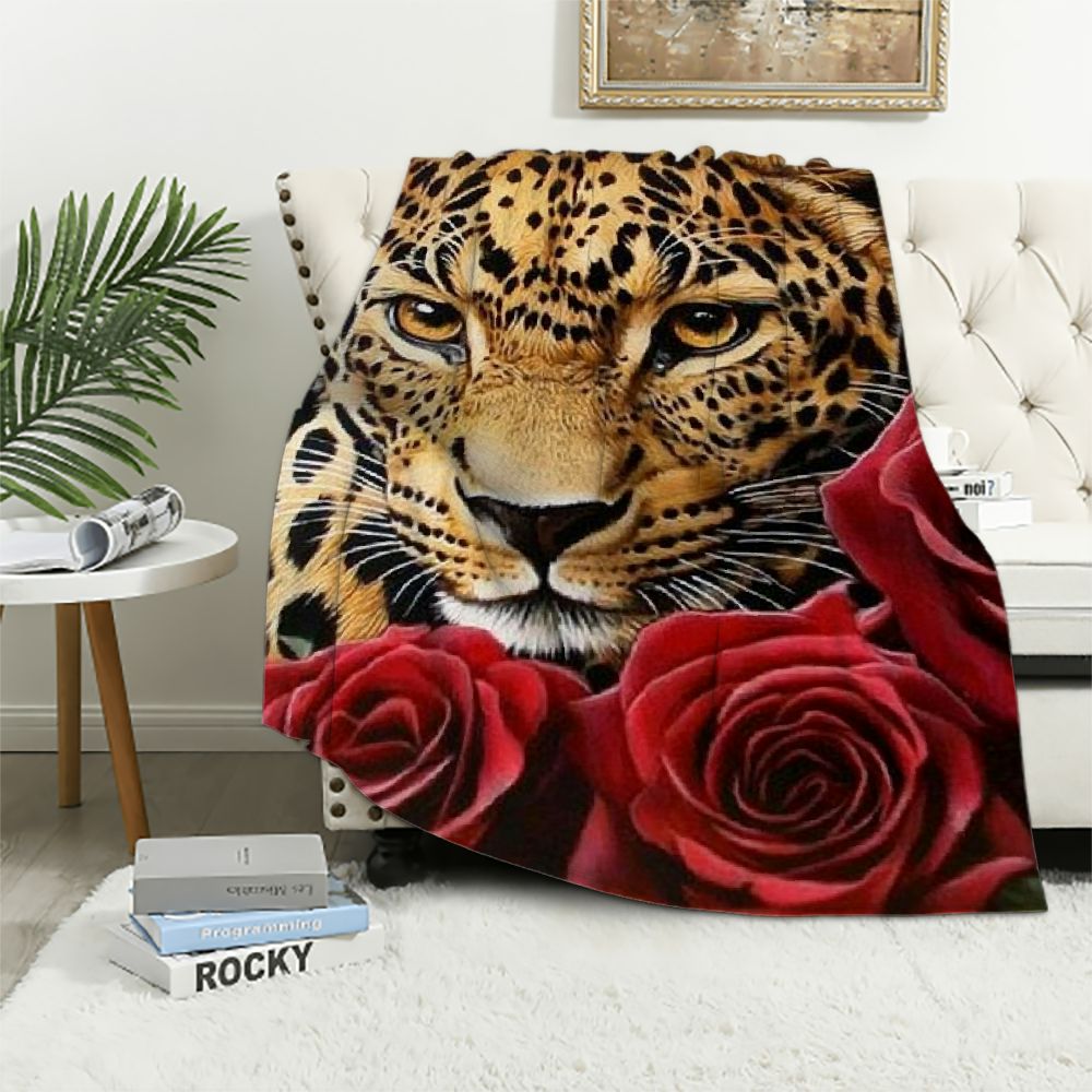 BCIIG Cheetah Throw Blanket Red RoseBlanket for Men Women,Leopard Print ...
