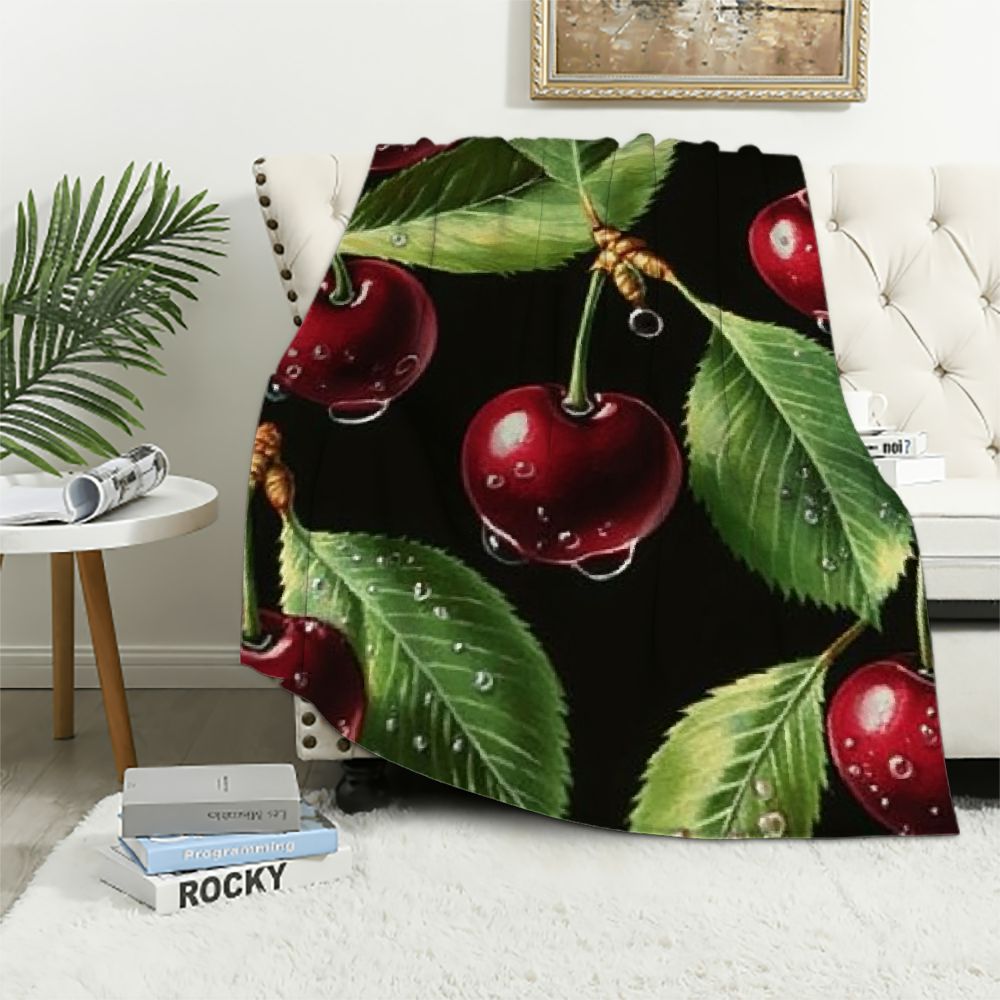 BCIIG Cherry Blanket - Ultra Soft, Fluffy, Lightweight Fruit Flannel ...