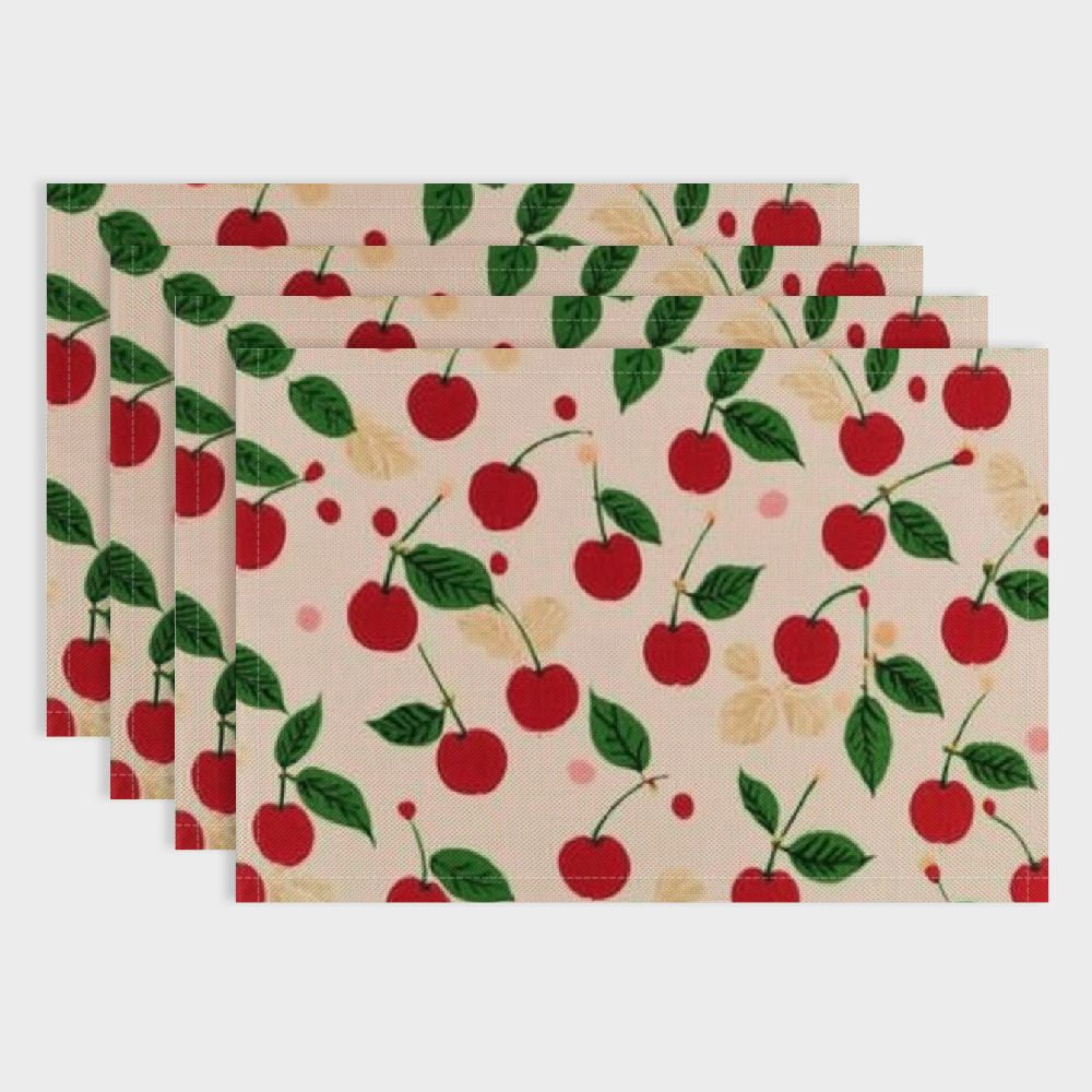BCIIG Cherry Table Place Mats, Set Pink Cherry Placemats Set of 4 for ...