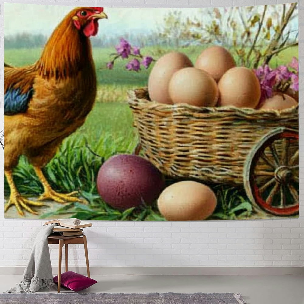 BCIIG Chickens Eggs Farm Tapestry Wall Hanging Unique Style Graphic ...