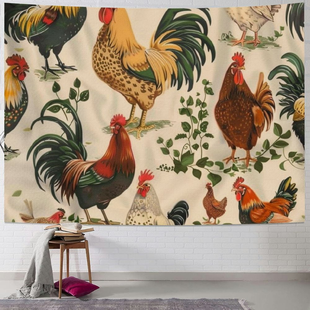 BCIIG Chickens Roosters Red Rooster Tapestry Wall Hanging Unique Style ...