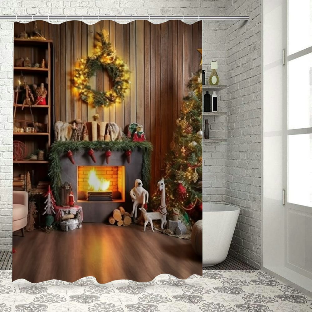BCIIG Christmas Tree Bathroom Décor Set with Hooks, Graphic Print ...