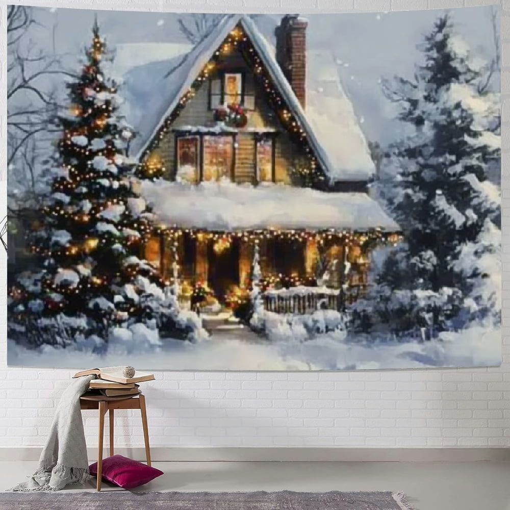 BCIIG Christmas Tree Snow Tapestry Wall Hanging Unique Style Graphic ...