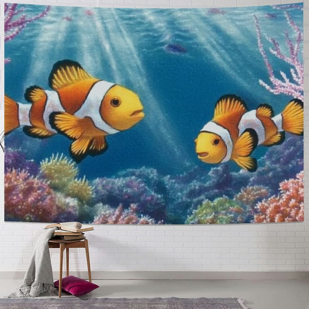 BCIIG Clown Fish Coral Ocean Tapestry Wall Hanging Unique Style Graphic ...