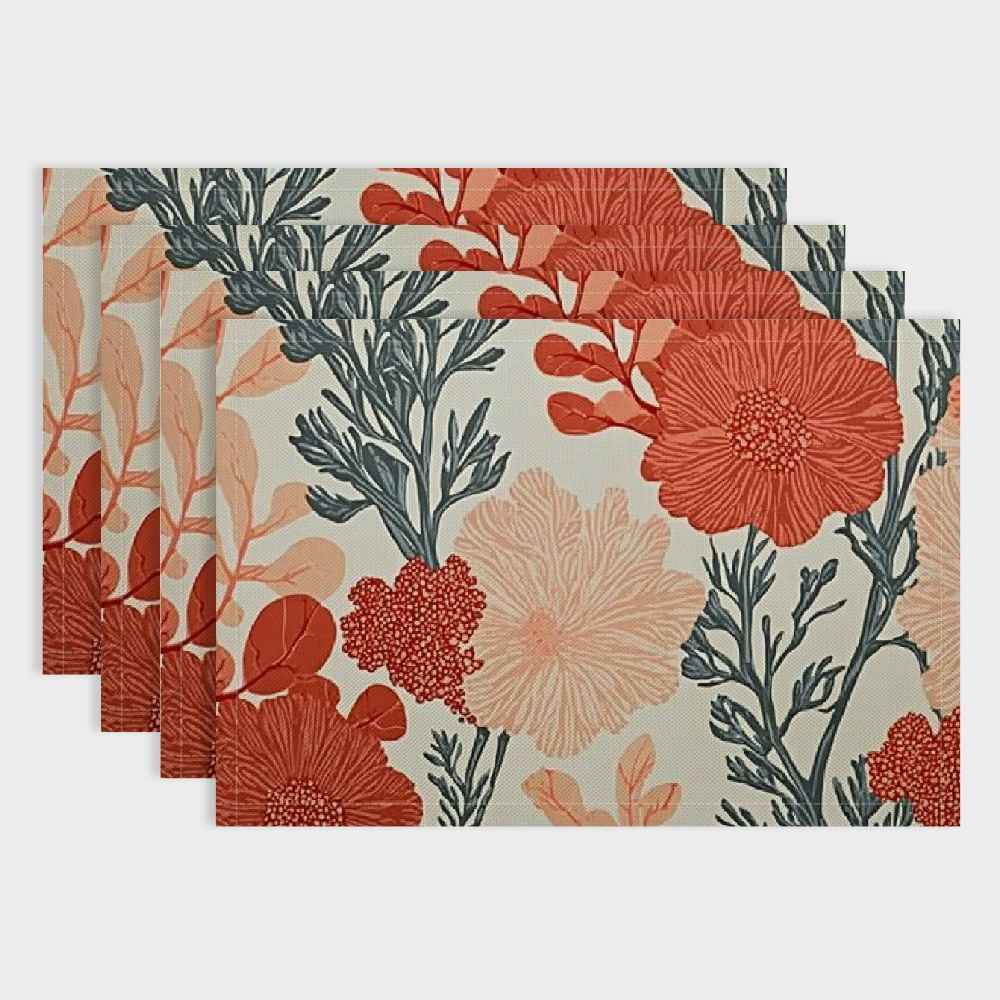 BCIIG Coastal Coral Placemats Set of 4, Ocean Sea Coral Reef Table Mats ...