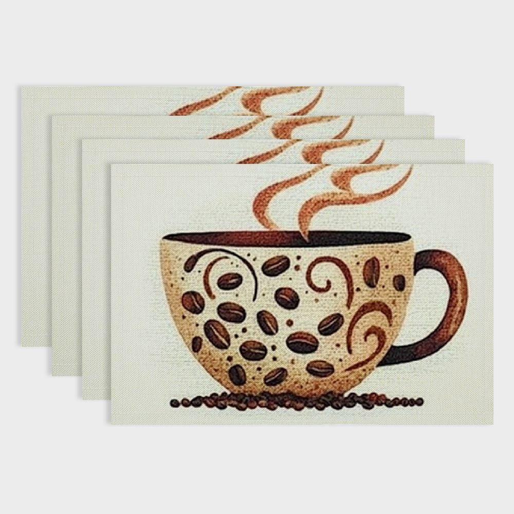 BCIIG Coffee Place Mats Set of 4. Watercolor Coffee Cup with Smoke ...