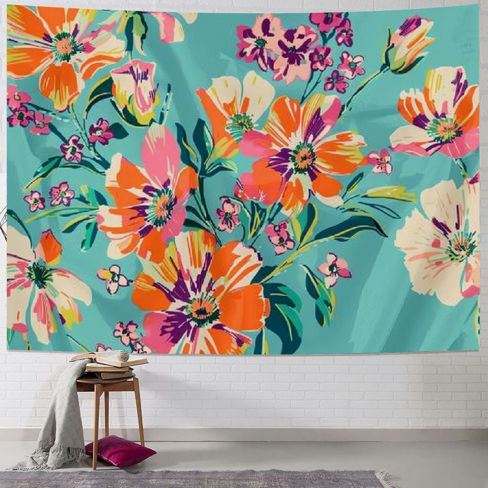 BCIIG Colored Flower Pattern Wall Tapestry Large Tapestry for Bedroom ...