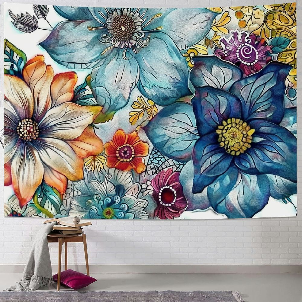BCIIG Colorful Floral Tapestry Wall hanging, Bright Boho Fabric Blossom ...
