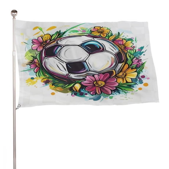 BCIIG Colorful Ink Floral Soccer Decorative Flag, Garden Decoration ...