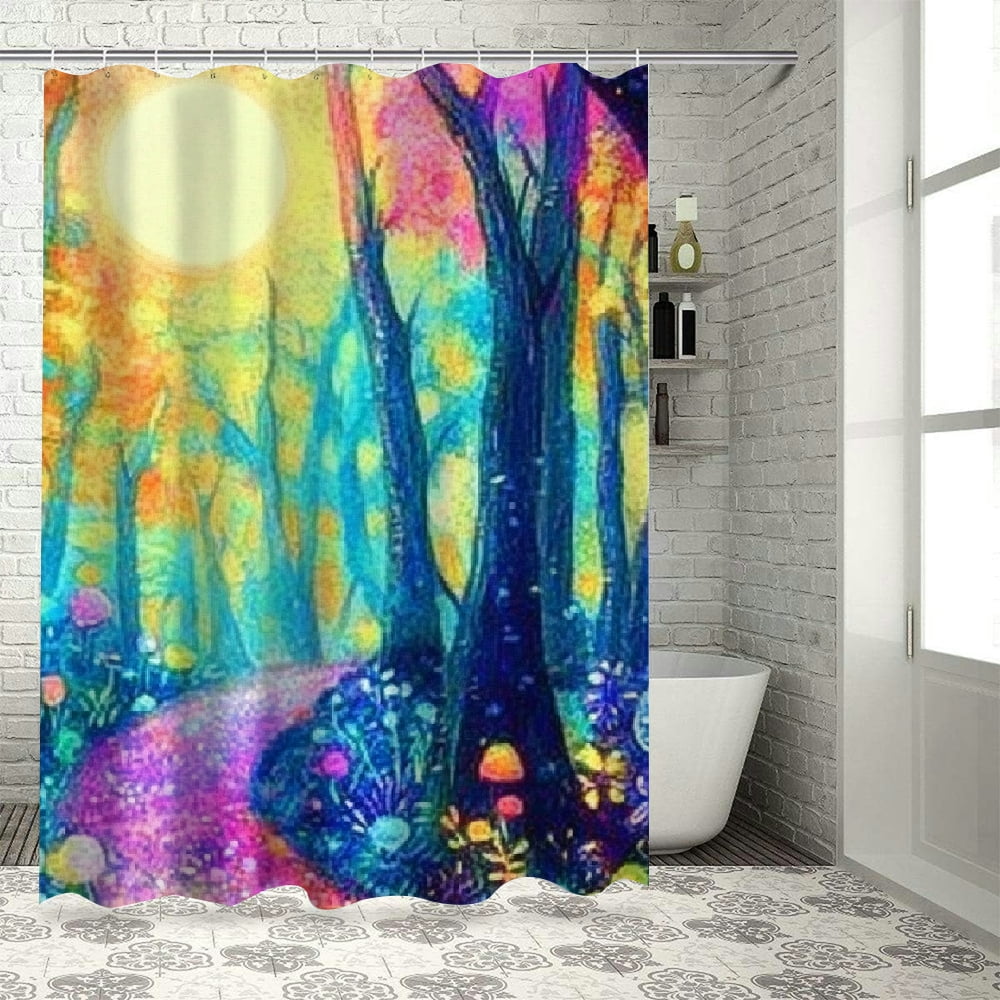 BCIIG Colorful Pathway Shower Curtain Set Washable with Hooks 100% ...