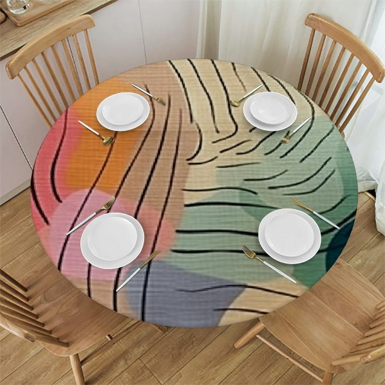 BCIIG Colorful Pattern Round Tablecloth 100% Polyester Stain-Resistant ...