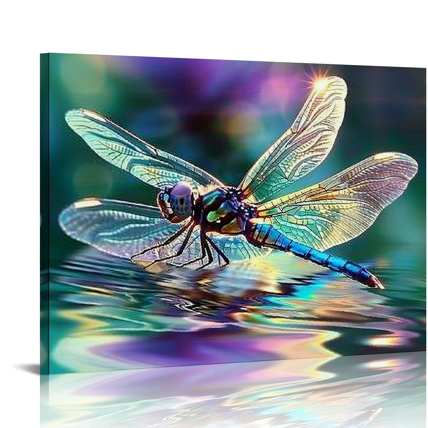 BCIIG Colorful dragonfly, dragonfly skimming the water Indoor art wall ...