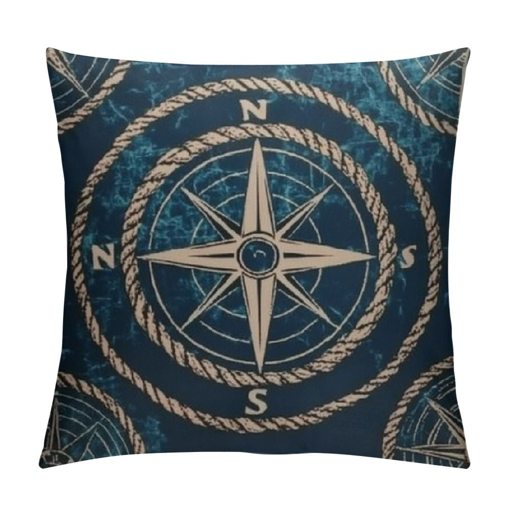 BCIIG Compass Rope Pattern Symbolism Graphic Decorative Pillow Cover ...
