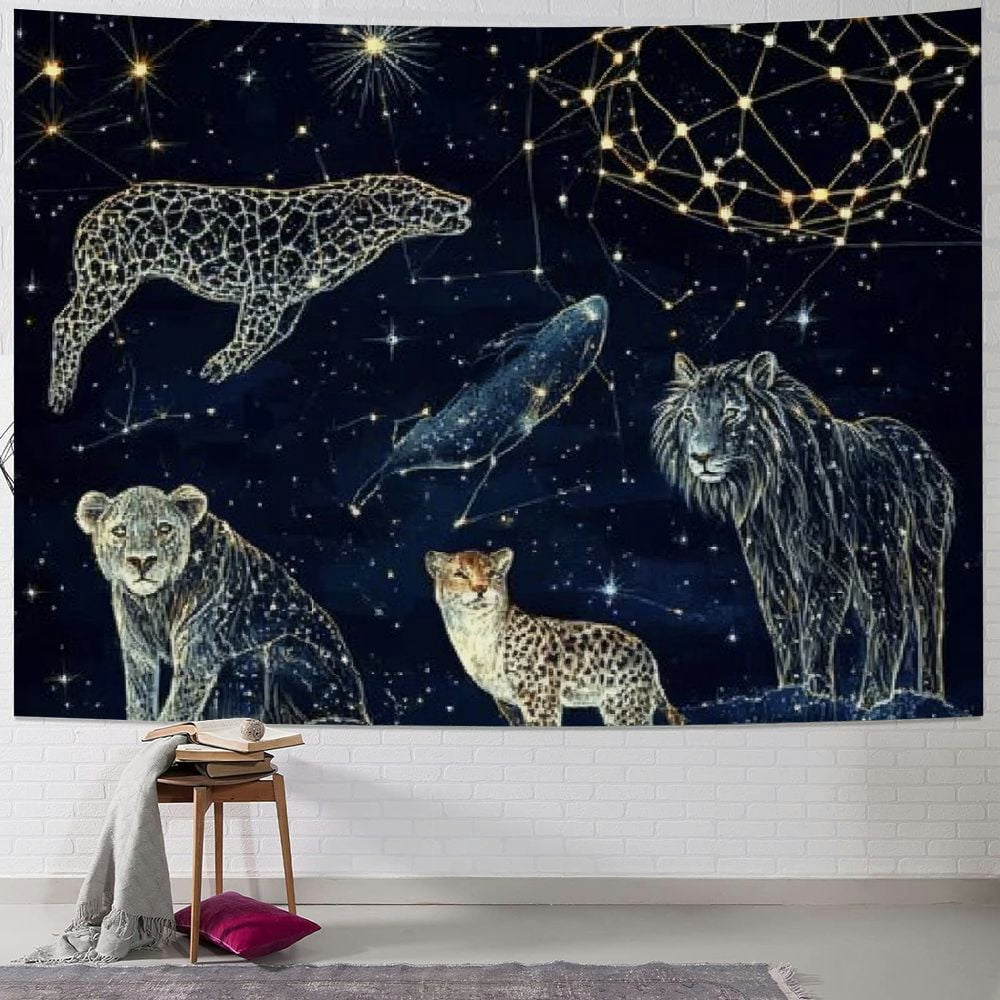 BCIIG Constellation Tapestry, Fox Polygon Art Illustration Picnic Mat ...