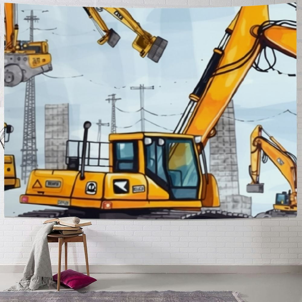 BCIIG Construction Equipment Crane Tapestry Wall Hanging Unique Style ...