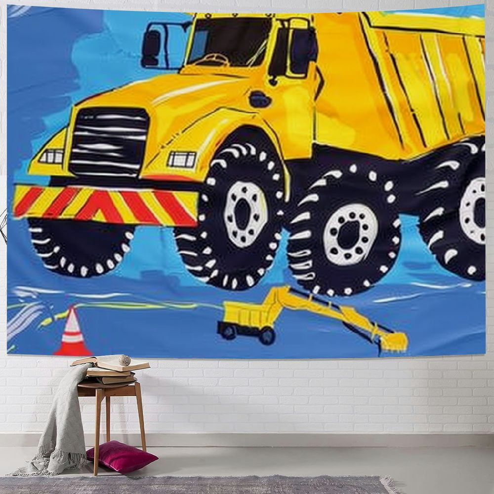 BCIIG Construction Truck Tapestry Wall Hanging Unique Style Graphic ...