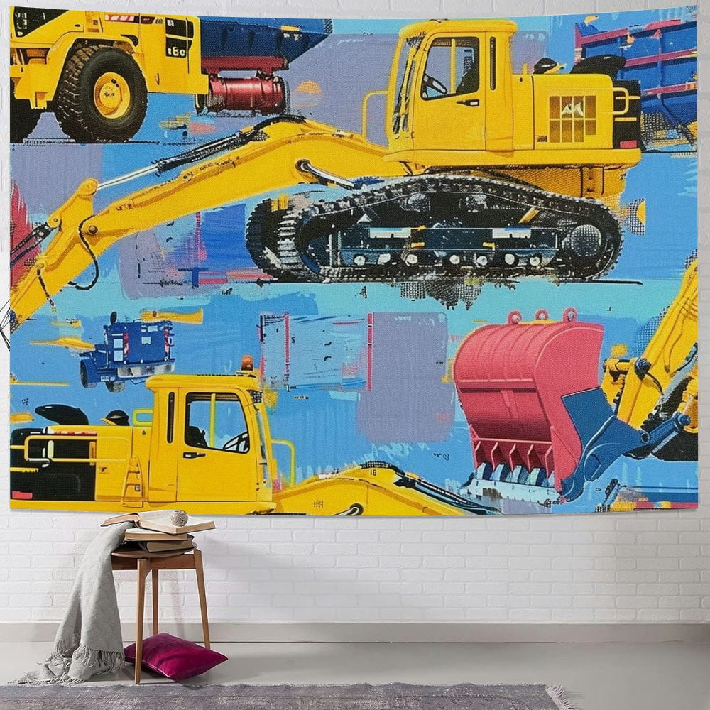 BCIIG Construction Vehicle Tapestry Wall Hanging Unique Style Graphic ...