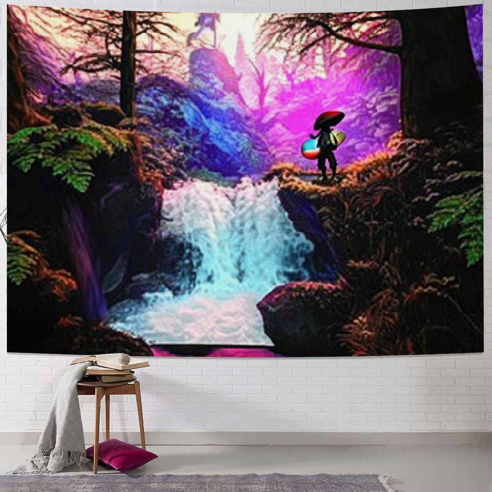 BCIIG Cool Mushroom Tapestry Wall Hanging Hippie Nature Waterfall ...