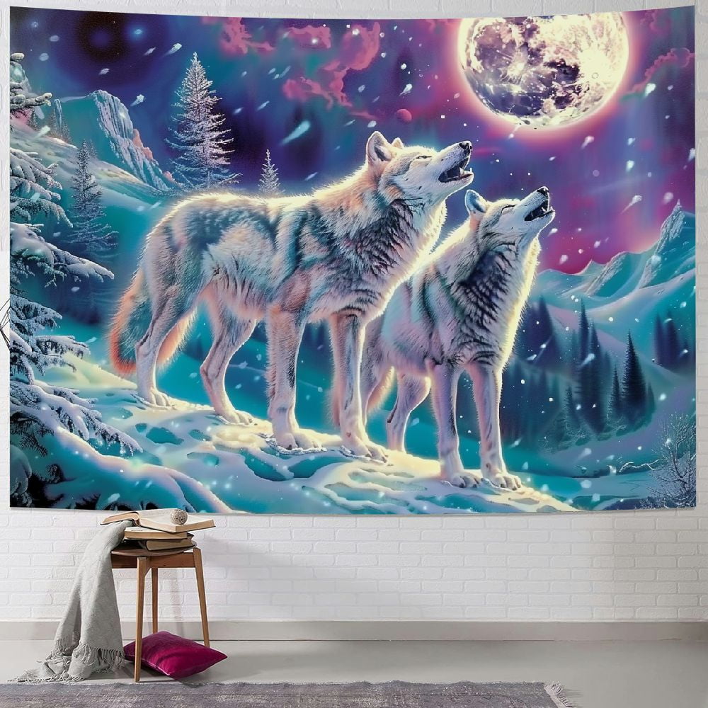 BCIIG Cool Wolf Tapestry for Men, Fantasy Animals Psychedelic Moon ...