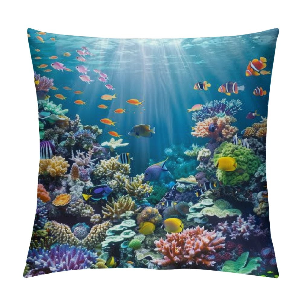 BCIIG Coral Reef Fish Sunlight Graphic Decorative Throw Pillow Cover ...