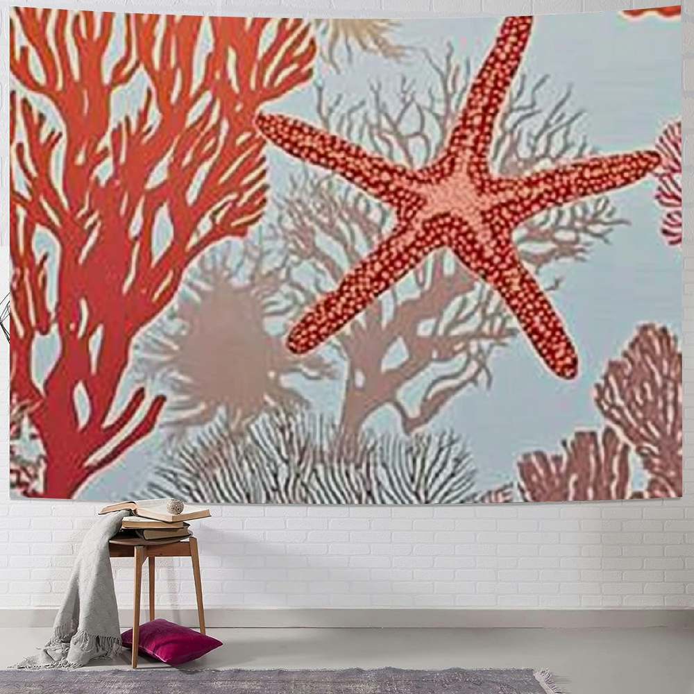 BCIIG Coral Starfish Underwater Tapestry Wall Hanging Home Decor ...