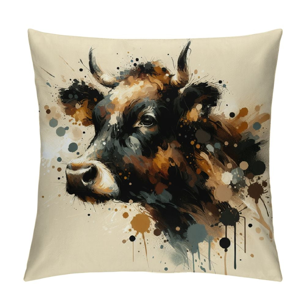 BCIIG Cow Pillow Cover,Decorative Throw Pillow Watercolor Graphics Cow ...