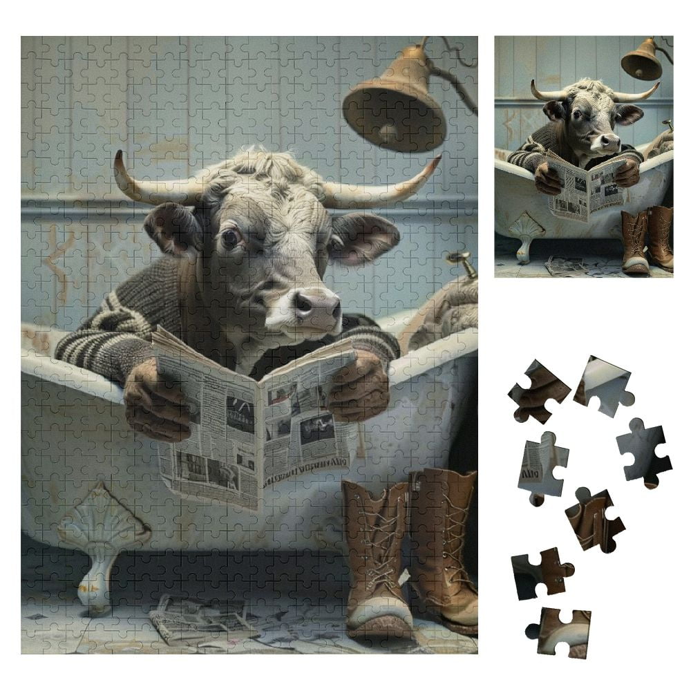 BCIIG Cow Wooden Jigsaw Puzzle Vertical Impossible Wooden Puzzles Gift ...