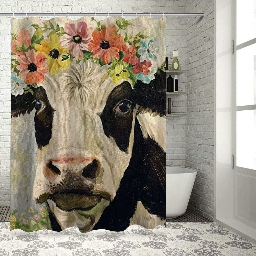 BCIIG Cow with Flower Crown Bathroom Decor Set - Colorful Luxurious ...