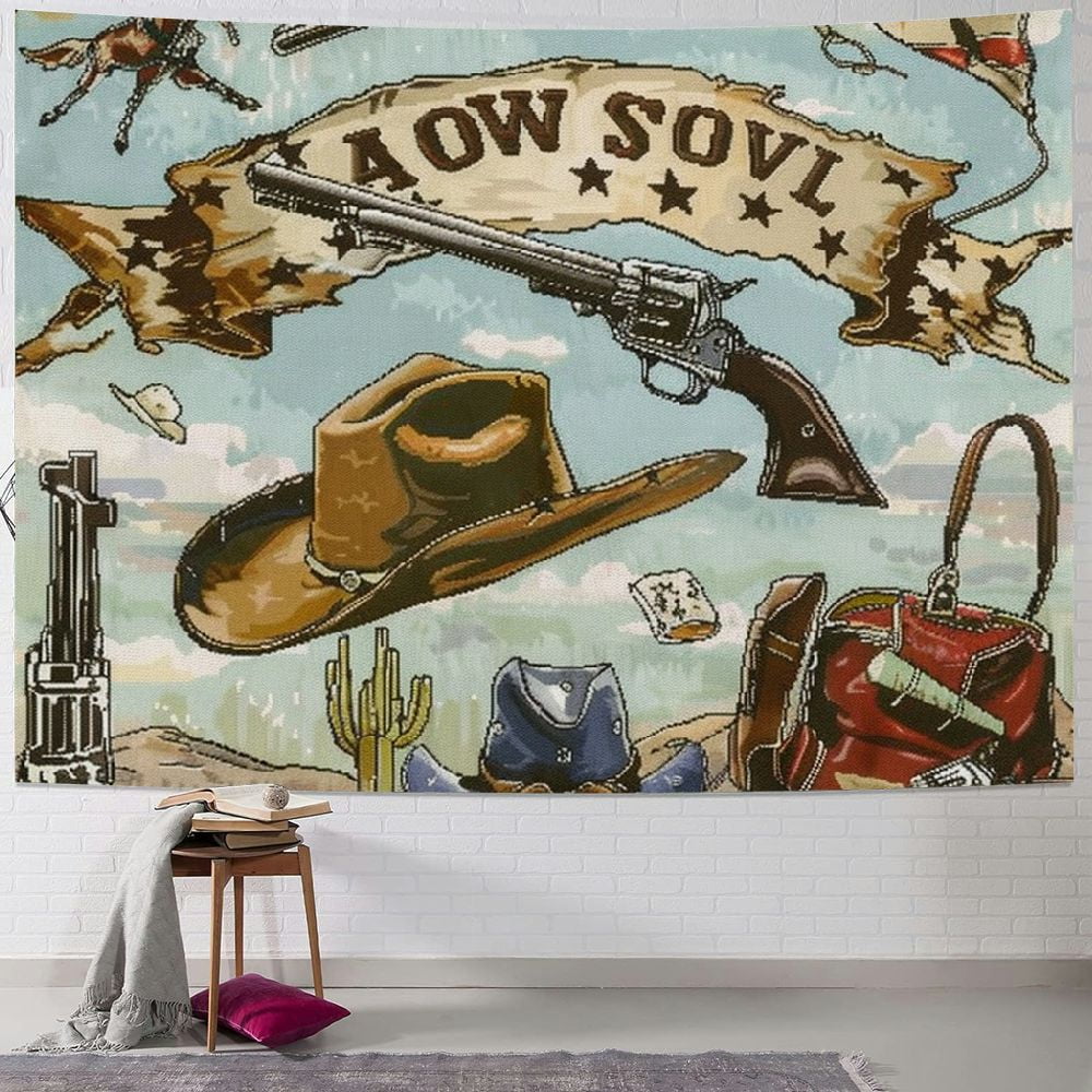 BCIIG Cowboy Hat Gun Banner Tapestry Wall Hanging Unique Style Graphic ...
