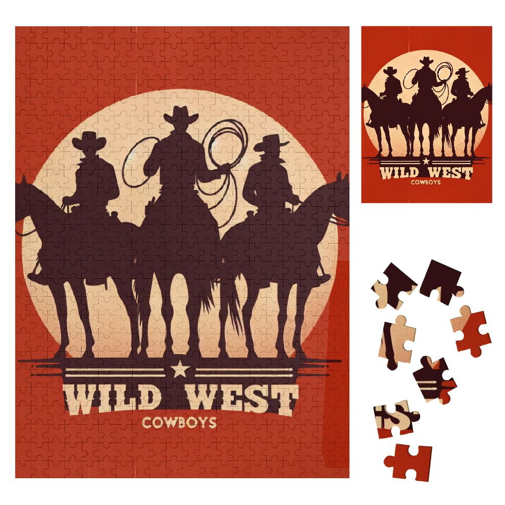 BCIIG Cowboys Horseback Lasso Wooden Jigsaw Puzzle Vertical Style ...