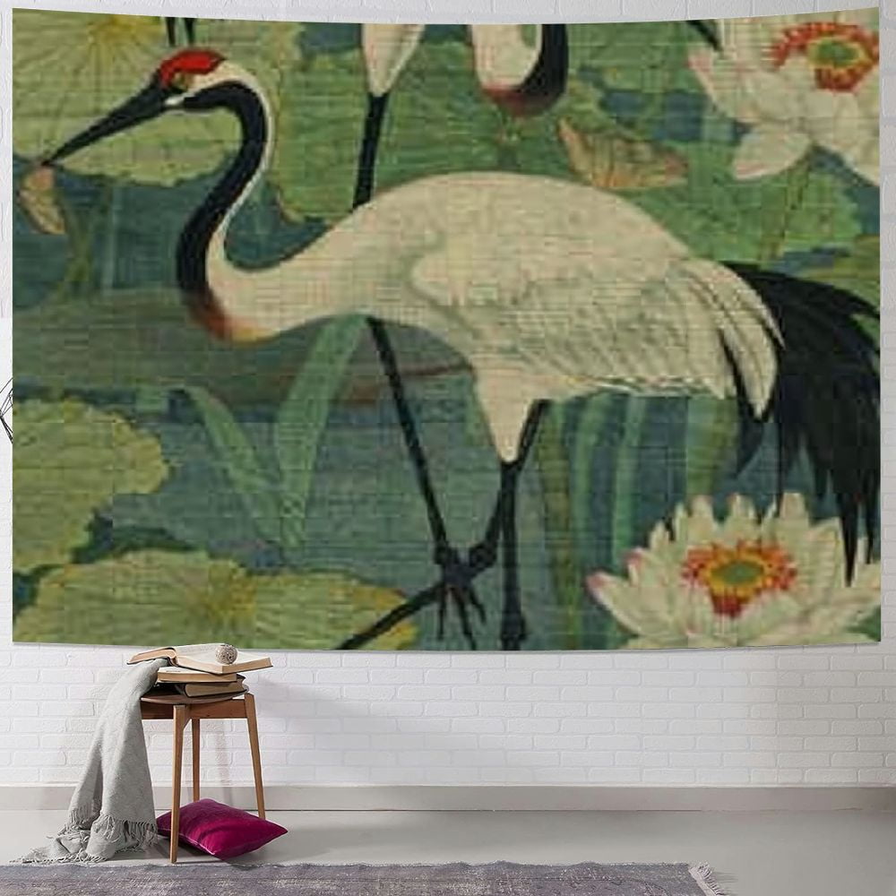 BCIIG Cranes Lily Pads Tapestry Wall Hanging Unique Style Graphic ...